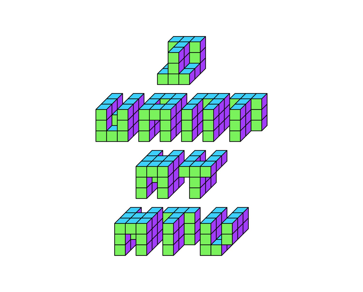 Rubik's Cube Font | 3D Font, 80s Font, Retro Typography, Modular ...
