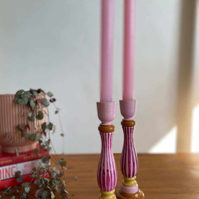 Painted Candlesticks - Etsy