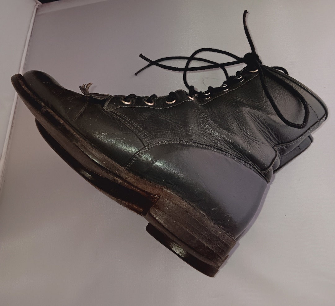 Vintage Justin Gray-leather Lace-up Roper Western Kiltie Cowgirl Boots ...