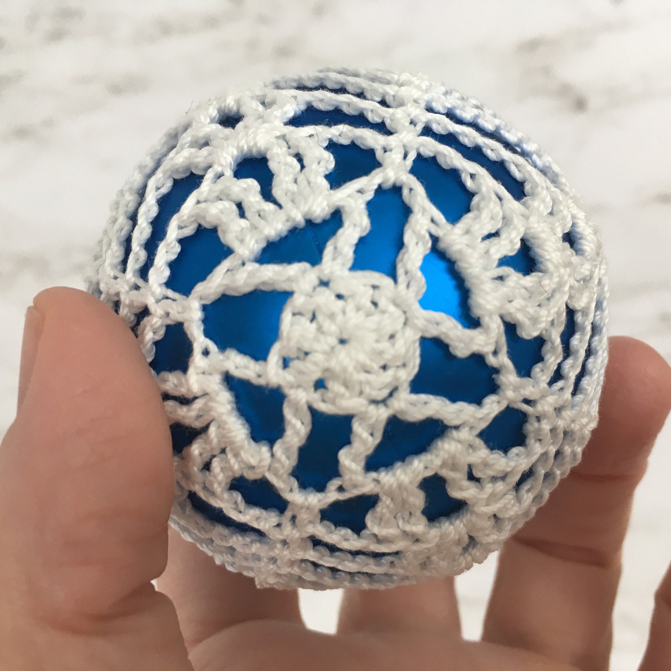 155. Ornament, Lacy Frost Christmas Ball, Crochet Christmas Ball, Lacy ...