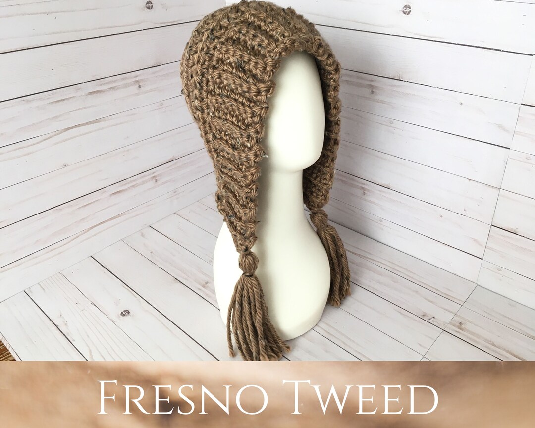 148. Neutral Tweed Tassel Hats, Ear Flap Hat, Tassel Hood, Hooded Hat ...