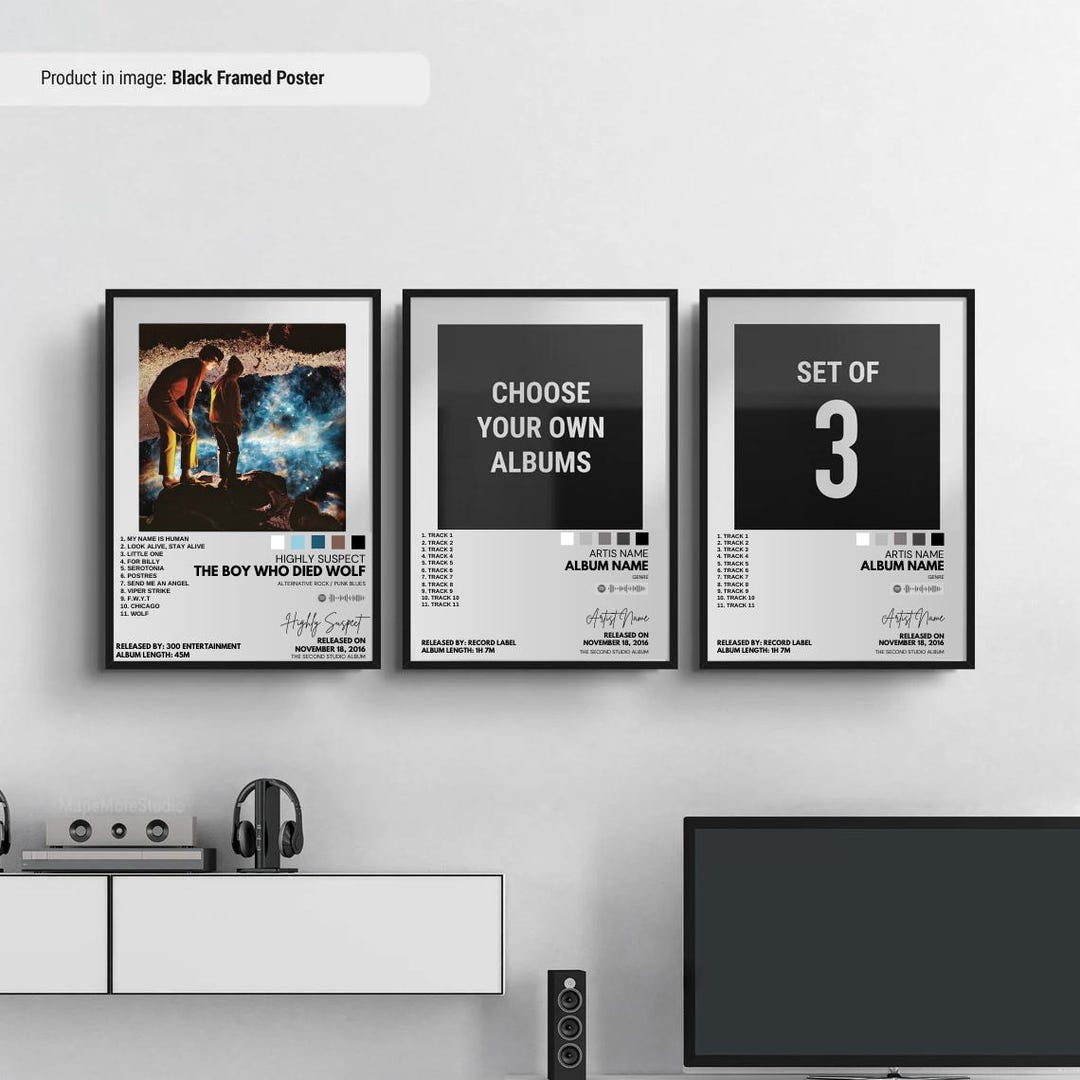 Personalized Album Posters | Set of 3 Custom Framed Music Prints ...