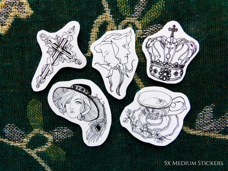 Monochrome Stickers 25 pcs Handmade Designs Black and | Etsy