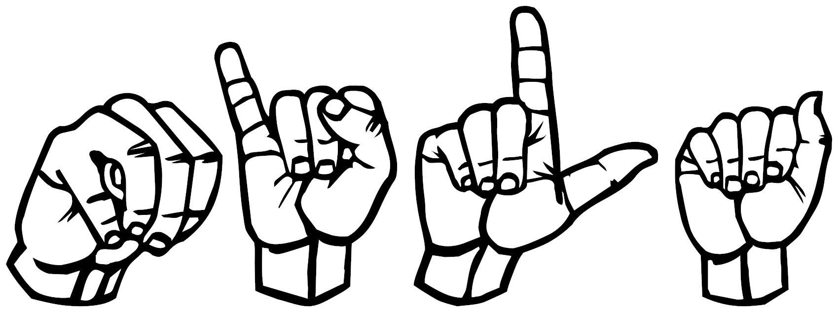 ASL Alphabet Outline Vector Art: Finger Spelling Letters (digital ...