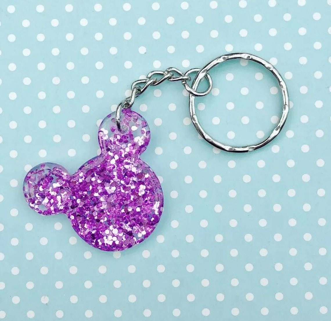 Disney Mickey Mouse Glitter Handmade Resin Keyring Keychain | Etsy