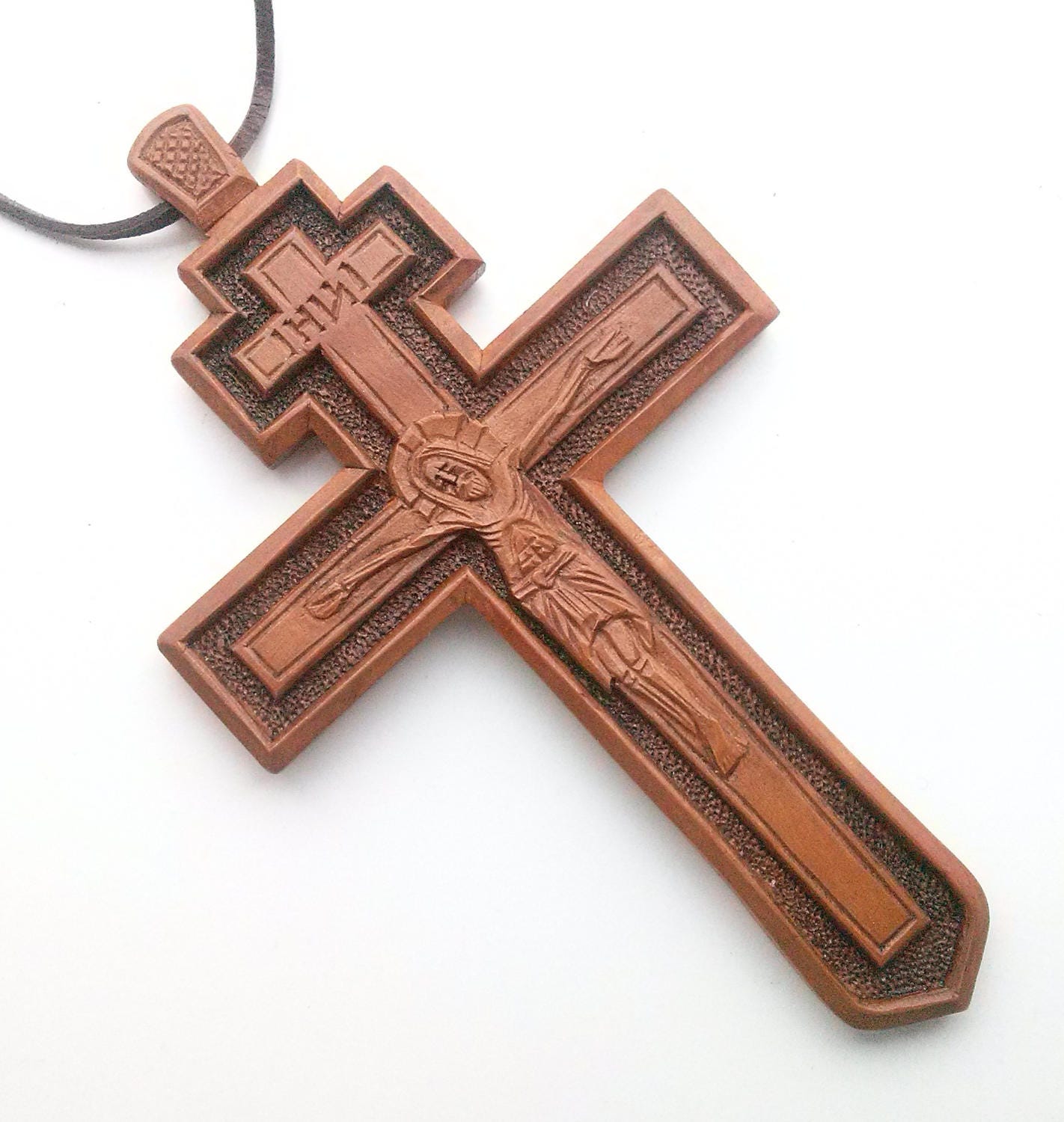 UNIQUE Orthodox Pectoral Neck Cross Wooden Handmade Crucifix | Etsy