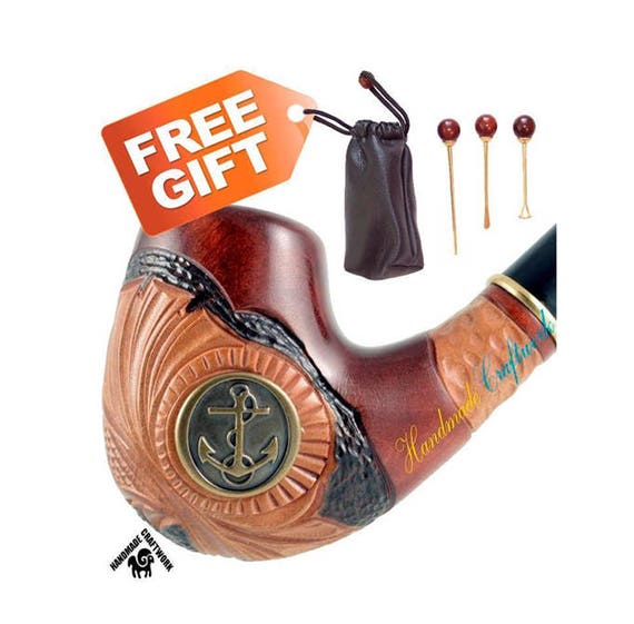 Unique Hand Carved Tobacco Smoking Pipe METAL ANCHOR GIFT | Etsy