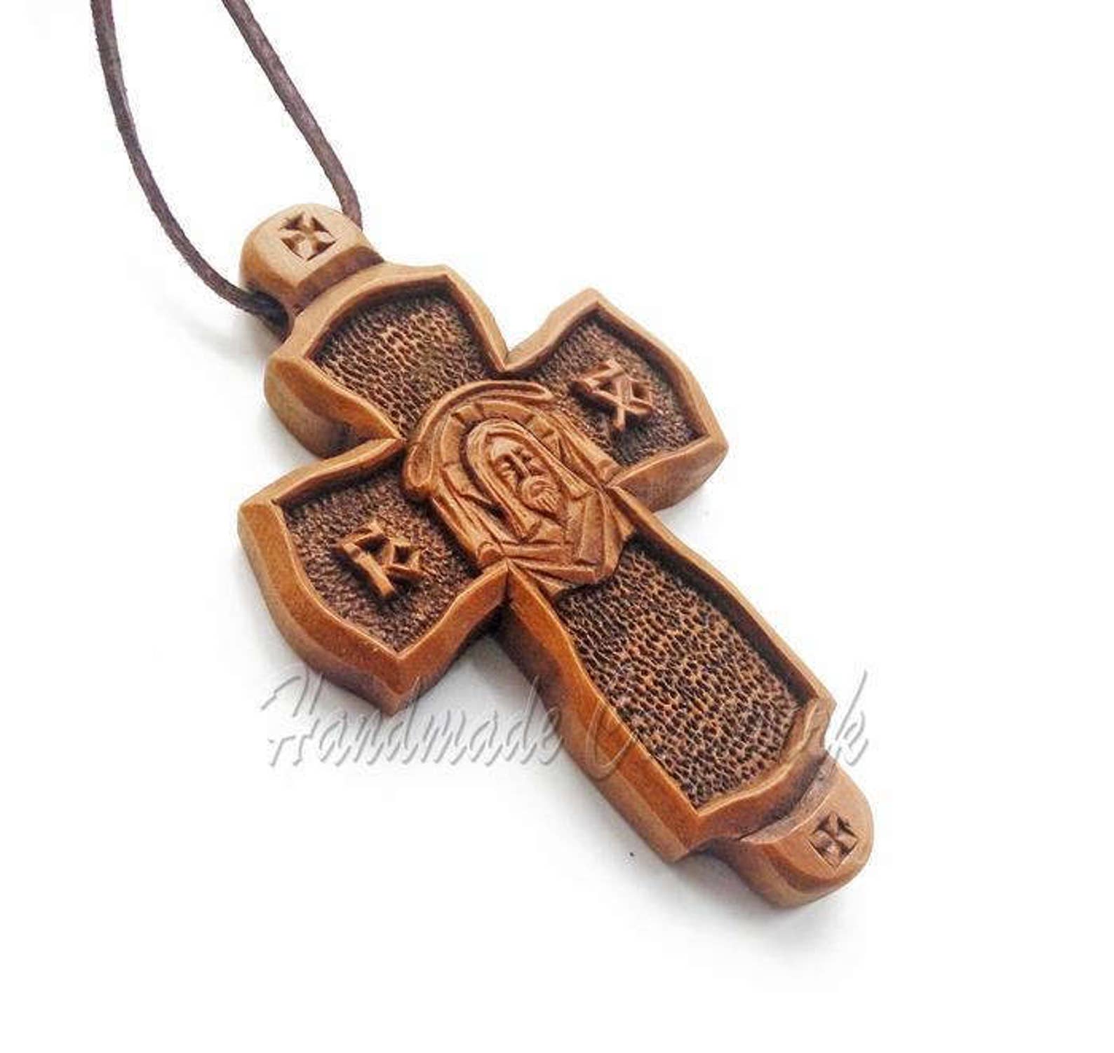 UNIQUE Pectoral Neck Cross Wooden Handmade + Gift Leather Chain - Etsy