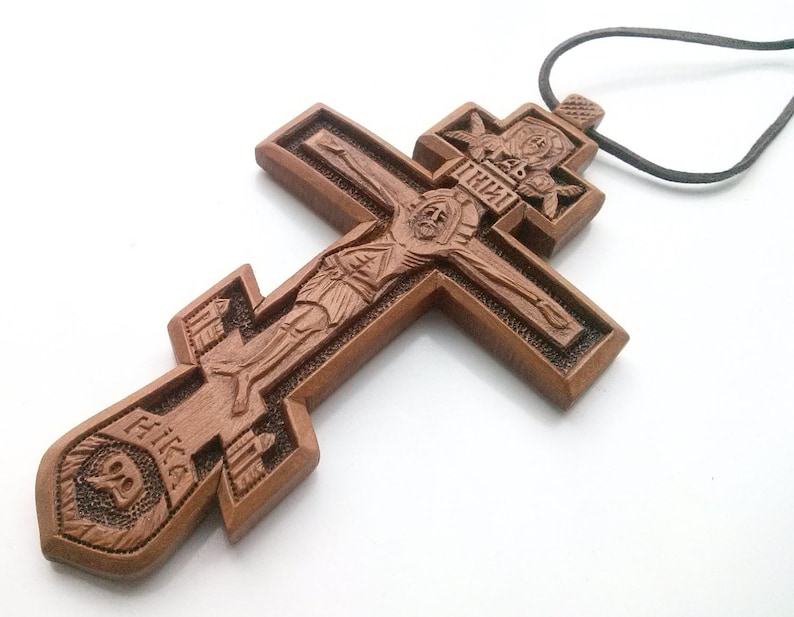 Exclusive Orthodox Pectoral Neck Cross Wooden Handmade Crucifix *JESUS ...