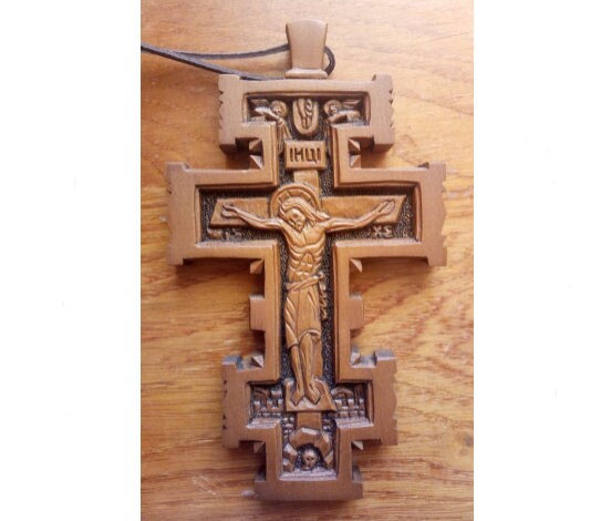 Exclusive Orthodox Pectoral Neck Cross Wooden Handmade Crucifix *JESUS ...
