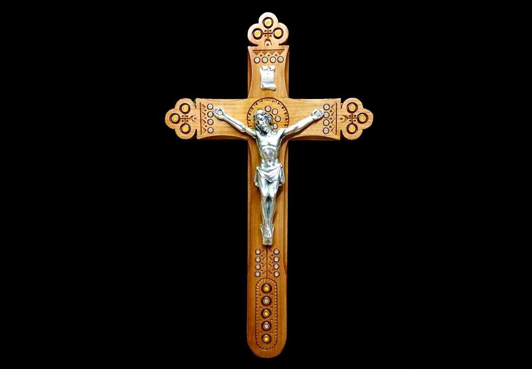 Ukrainian Unique Wooden Wall Cross Crucifix With Jesus Christ Religious ...