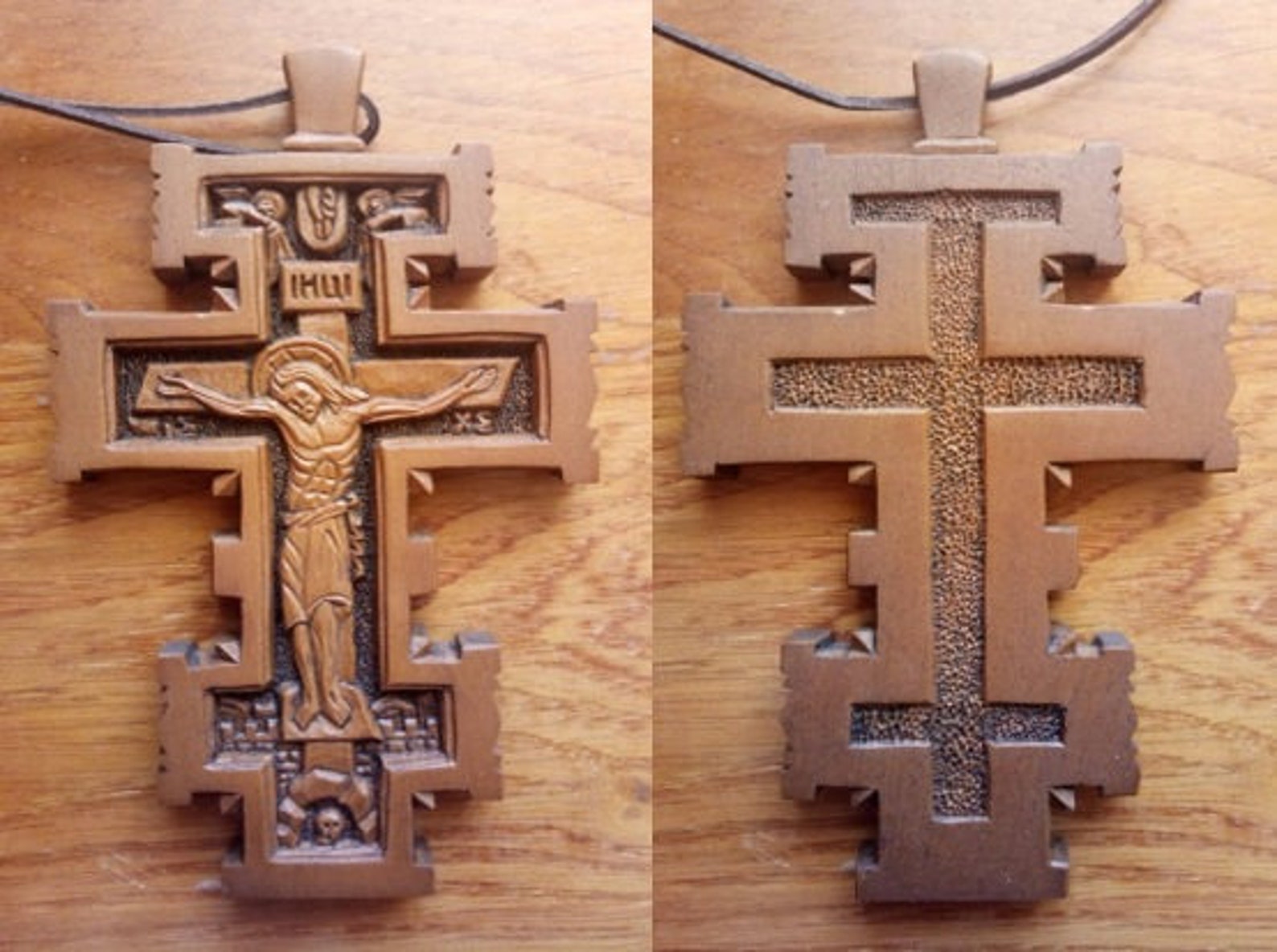 Exclusive Orthodox Pectoral Neck Cross Wooden Handmade Crucifix *JESUS ...