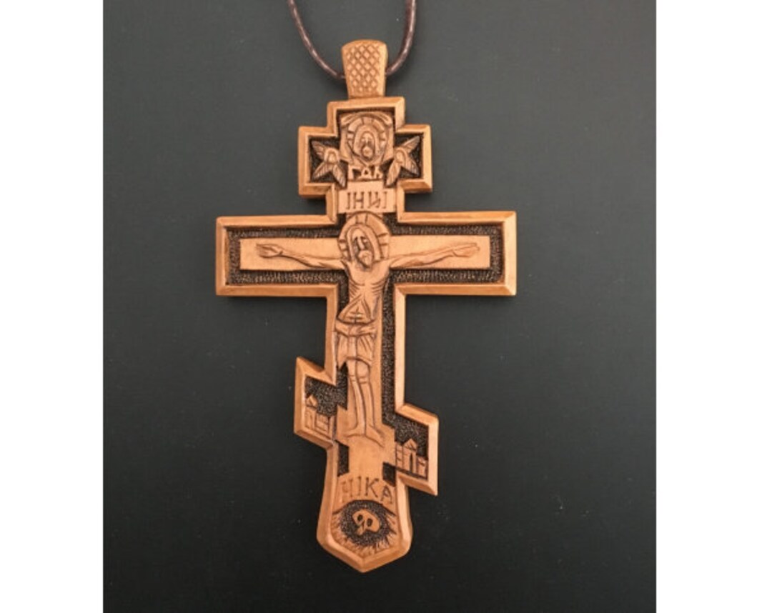 Exclusive Orthodox Pectoral Neck Cross Wooden Handmade Crucifix JESUS ...