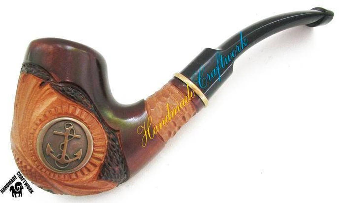 Unique Hand Carved Tobacco Smoking Pipe METAL ANCHOR GIFT | Etsy