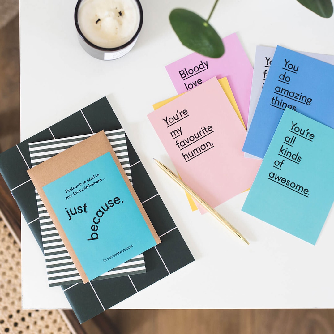 Compliment Card Postcard Pack - Positive Affirmation Postcard Set ...