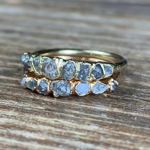 Diamond Splinter Ring / Salt and Pepper Diamond Ring / Raw - Etsy