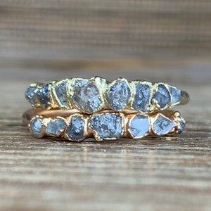 Diamond Splinter Ring / Salt and Pepper Diamond Ring / Raw - Etsy