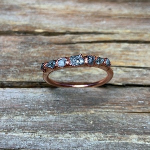 Diamond Splinter Ring / Salt and Pepper Diamond Ring / Raw - Etsy