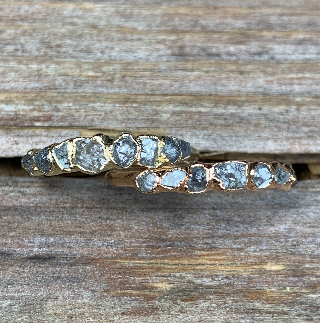 Diamond Splinter Ring / Salt and Pepper Diamond Ring / Raw - Etsy