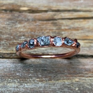 Diamond Splinter Ring / Salt and Pepper Diamond Ring / Raw - Etsy