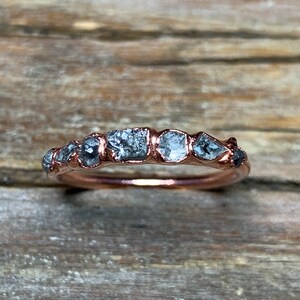 Diamond Splinter Ring / Salt and Pepper Diamond Ring / Raw - Etsy