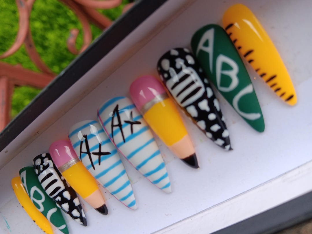Back to School Teacher Classroom Handpainted Press on Nails Set - Etsy