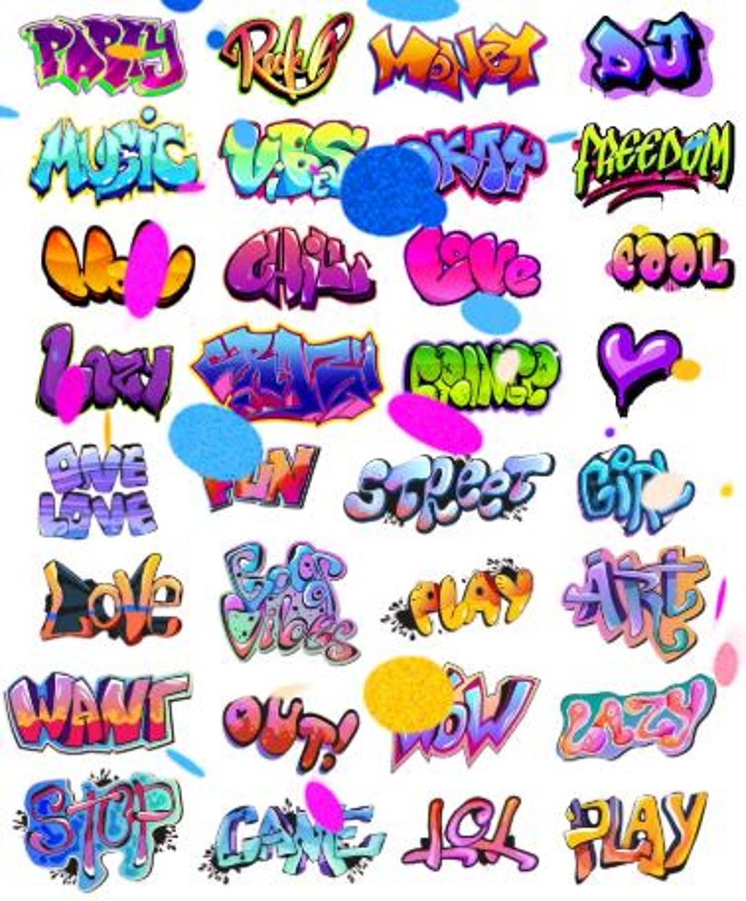 Graffiti Words (clean) Nail Art Sticker Transfers 32 per Sheet - Etsy