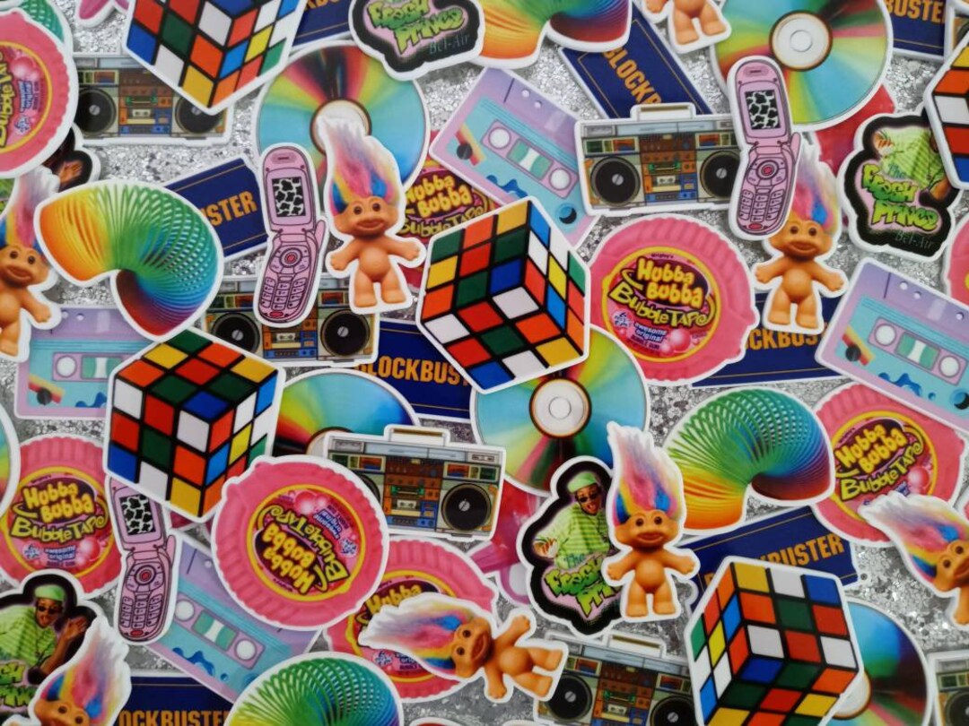 9 Piece Mix Set of Retro Throwback Old School 90's Theme Planar Resin ...