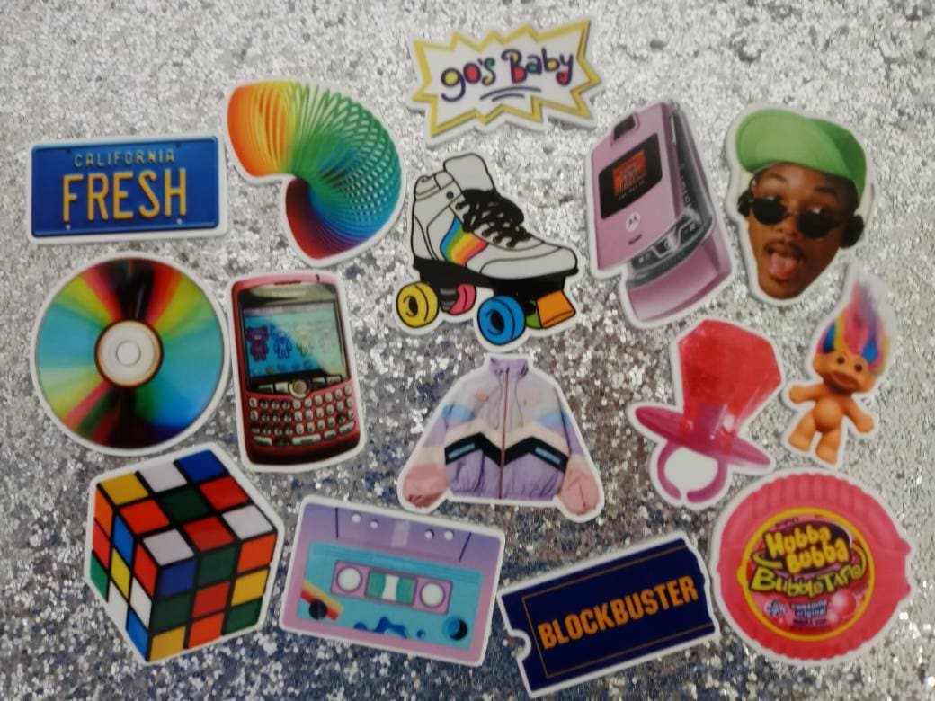 9 Piece Mix Set of Retro Throwback Old School 90's Theme Planar Resin ...