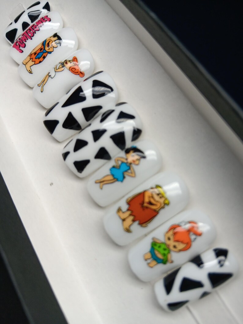 Cartoon Freestyle White Press on Nails Set - Etsy