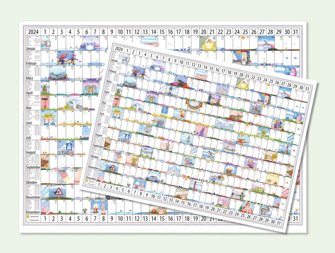 2 Calendars 2024 1 Large 1 Small Poster Format Wall - Etsy