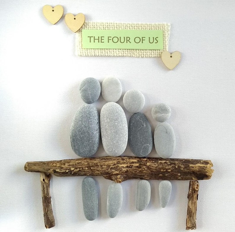 Family of Four 4 ,CAN CUSTOMISE ,pebble Art, Whole Family Gift ...