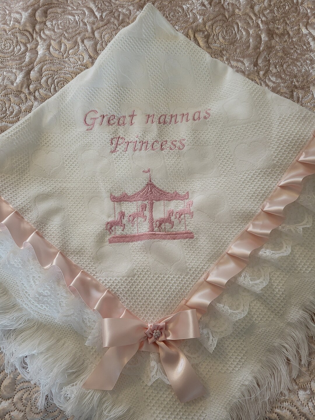 Baby Shawl Embroidery and Ribbon Any Colour Can Add Name or Other ...