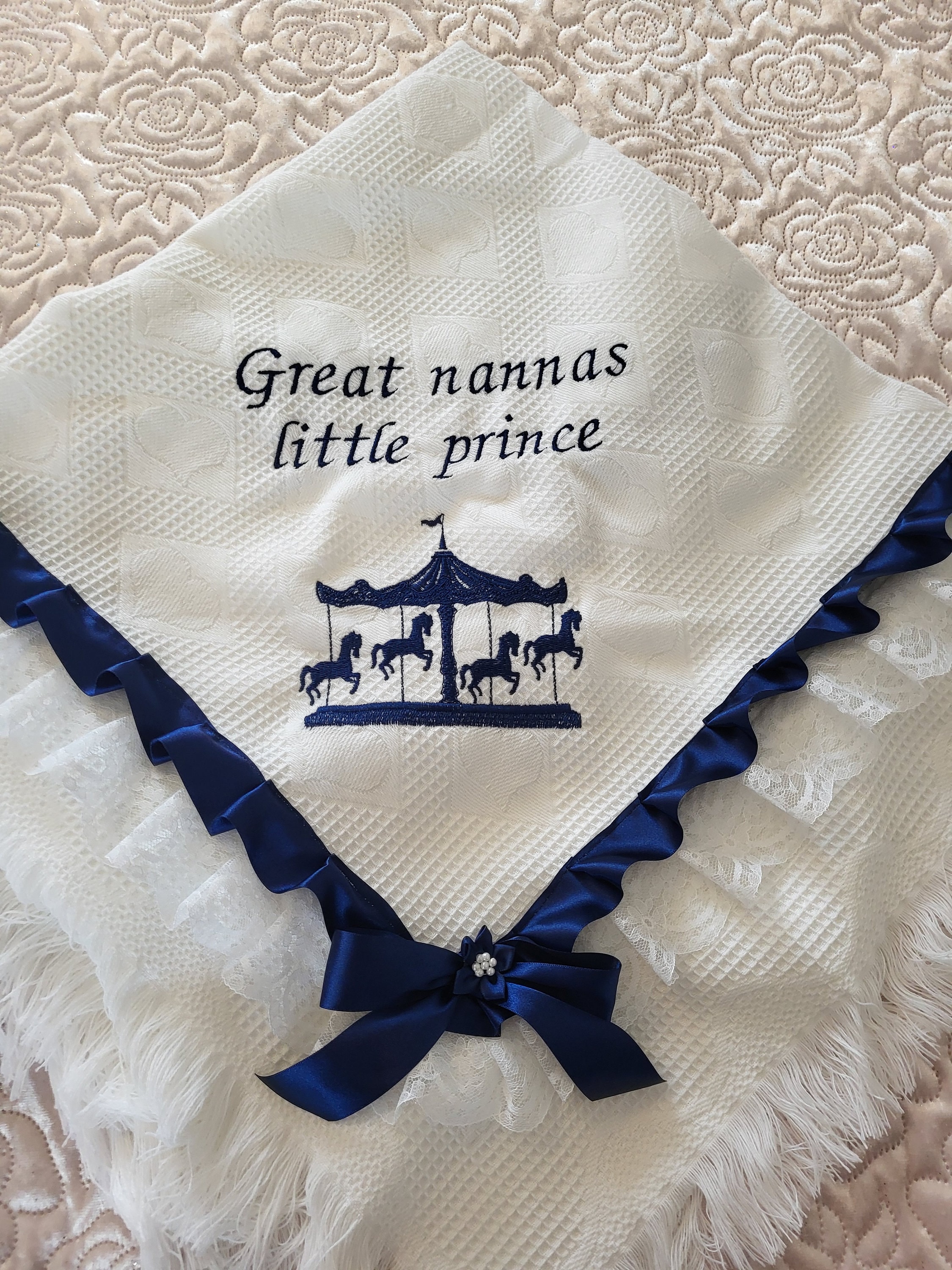 Baby Shawl Embroidery and Ribbon Any Colour Can Add Name or Other ...