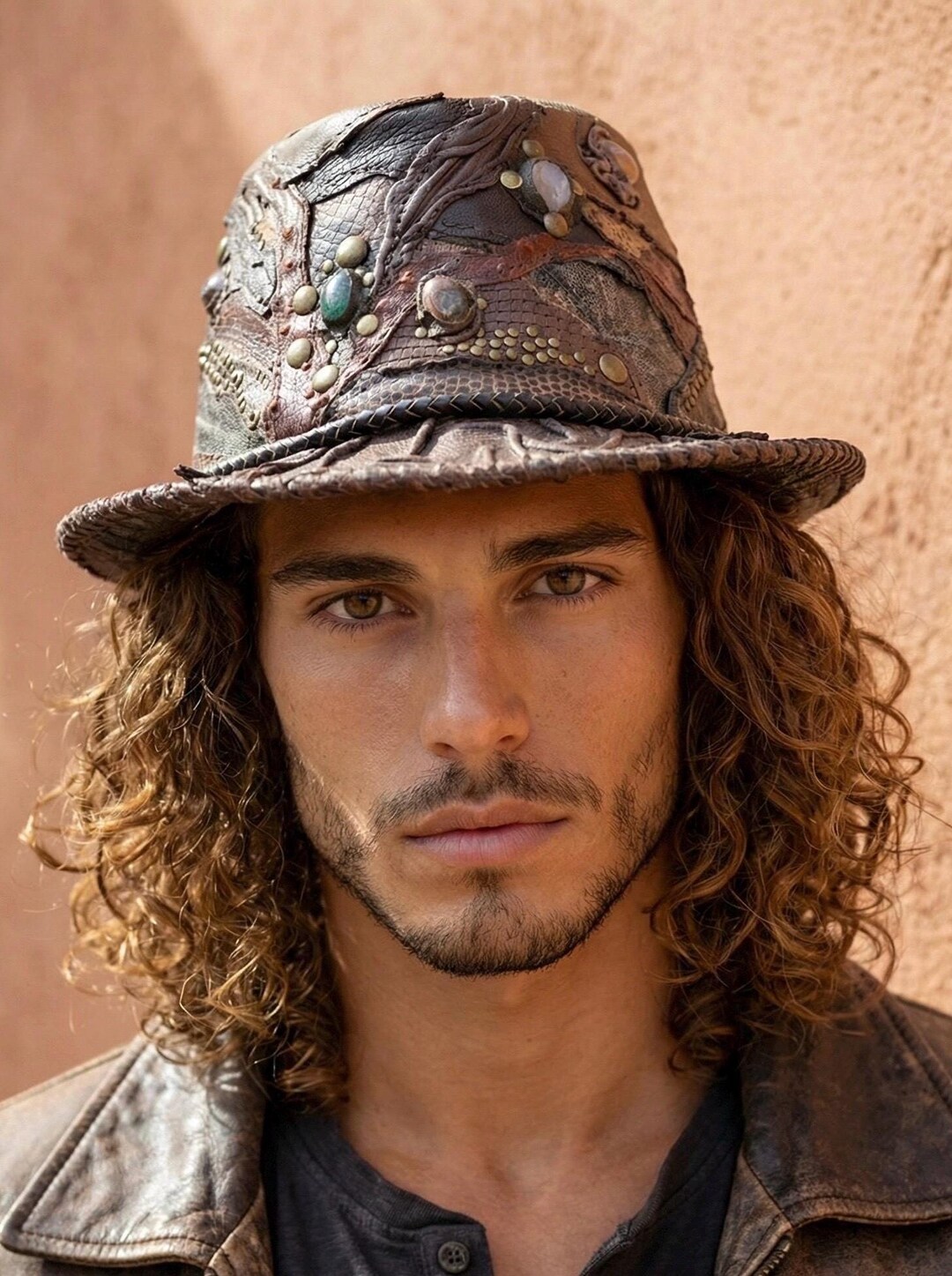 Fedora Hat,handmade,patchwork and Sculpted Leather With Embedded ...