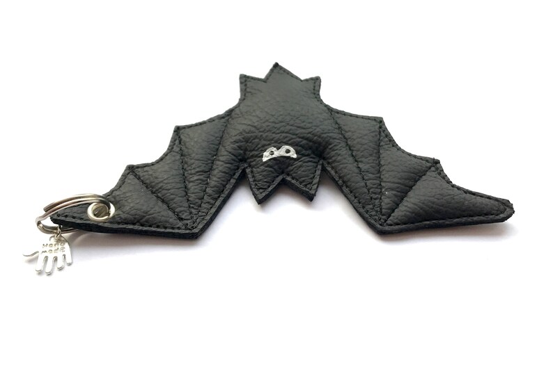 Bat Keychain black leather | Etsy