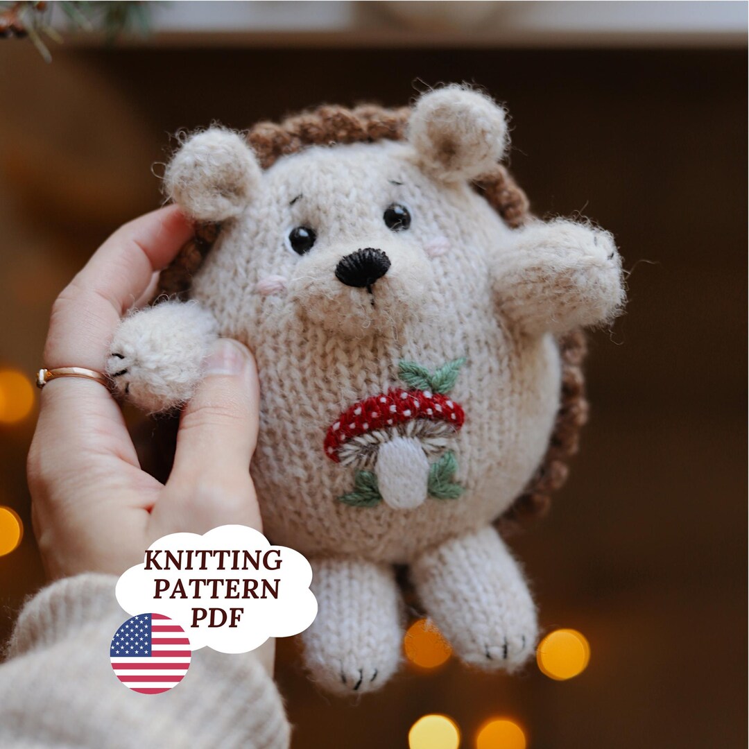 Hedgehog Knitting Pattern With Red Toadstool Embroidery – Woodland ...