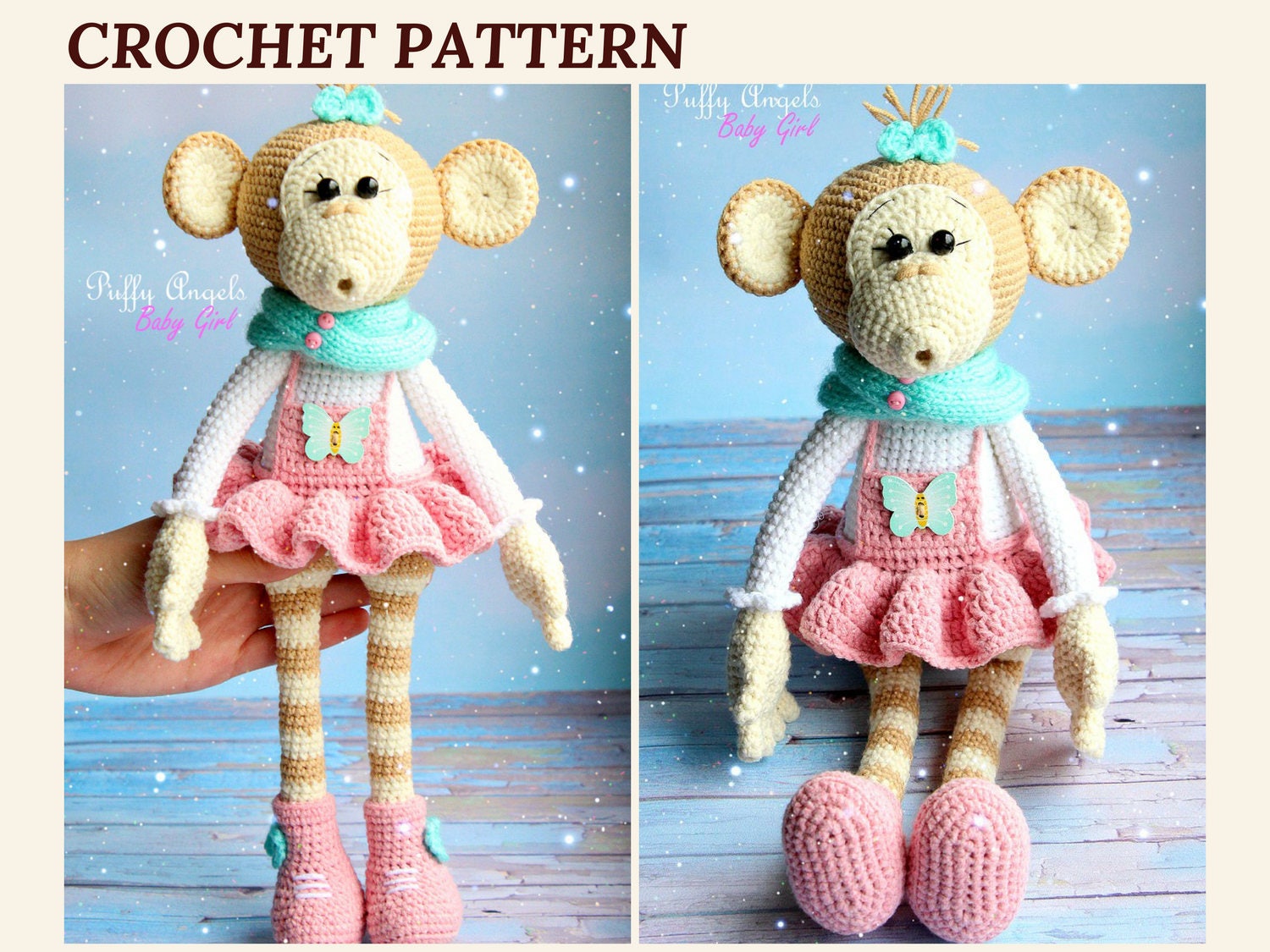 Pattern Monkey Bonnie Crochet Toys Amigurumi Monkey Animal | Etsy