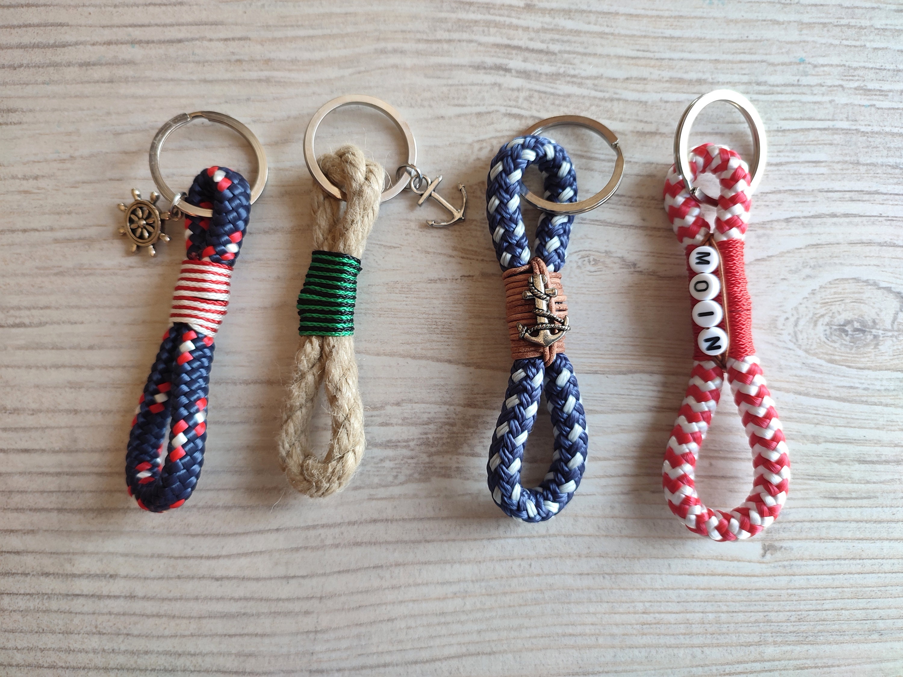 Keychain From Nautical Rope, Anchor, Rigging Silver and Blue, Short ...