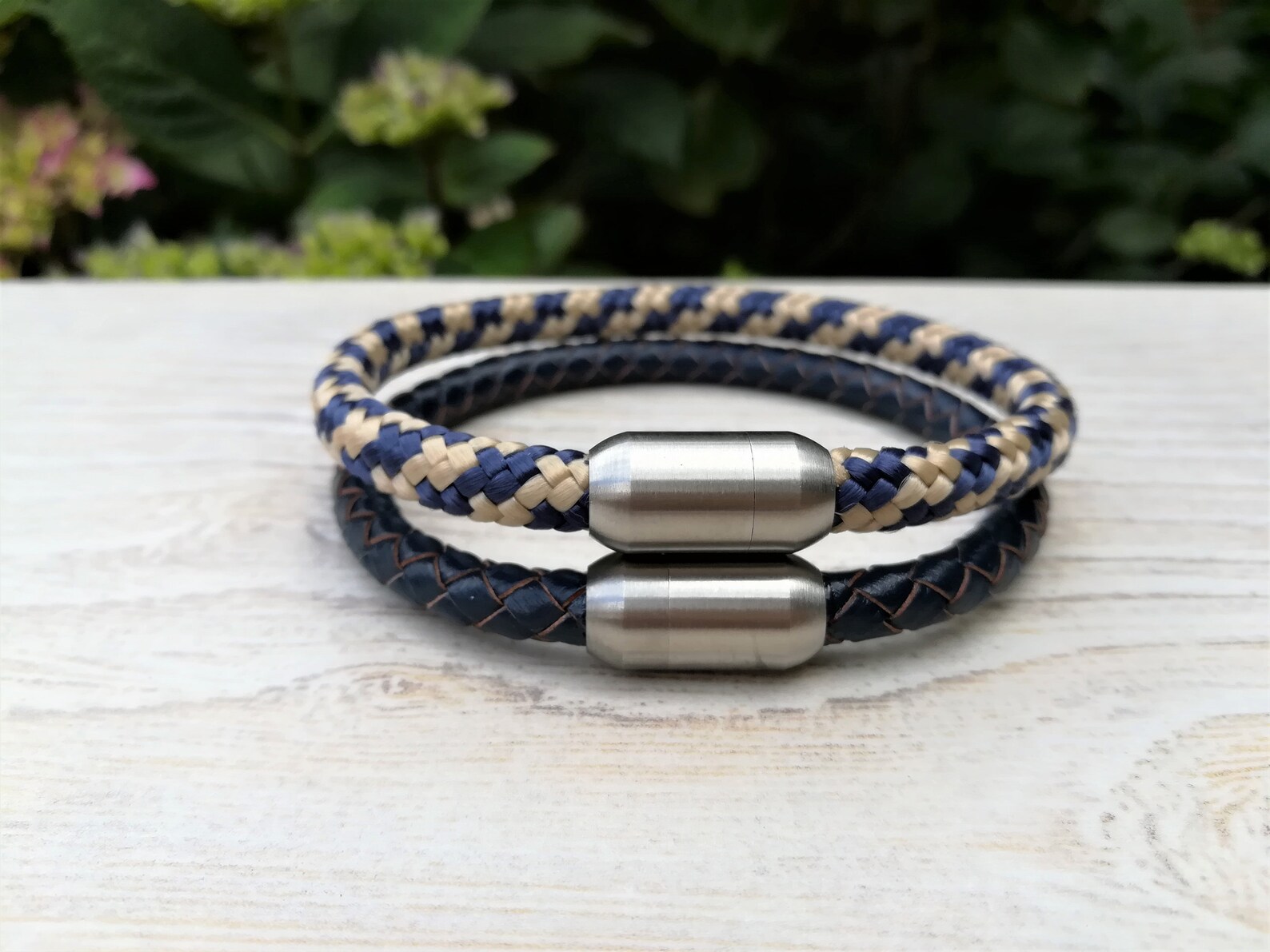 NEW Men's Wrap Bracelet Leather Nautical Rope, Bracelet for Men Made of Leather and Rope, Gift ...