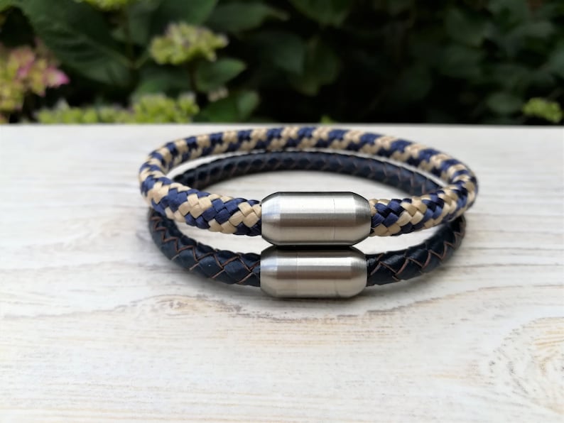 NEW Men's Wrap Bracelet Leather Nautical Rope, Bracelet for Men Made of ...