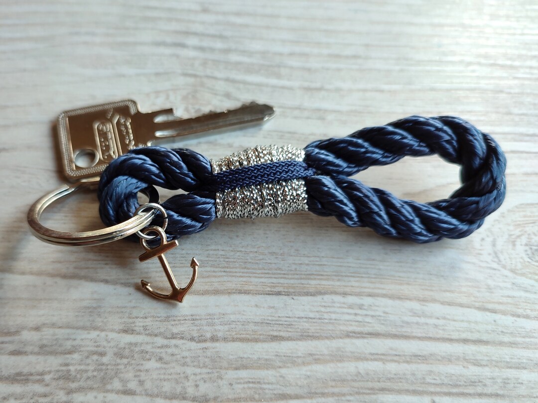 Keychain From Nautical Rope, Anchor, Rigging Silver and Blue, Short ...