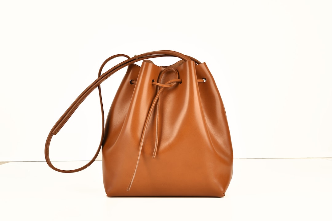 Classic Bucket Bag, Real Leather, Cognac - Etsy Australia