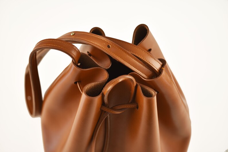 Classic Bucket Bag, Real Leather, Cognac - Etsy Australia