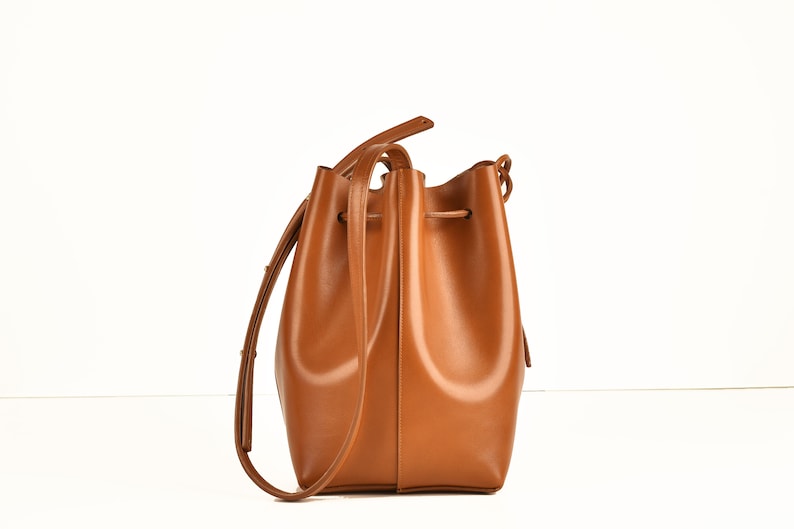 Classic Bucket Bag, Real Leather, Cognac - Etsy Australia