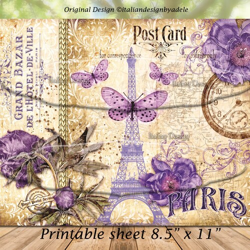 Paris Scrapbook Paper Eiffel Tower Digital Paper Vintage - Etsy