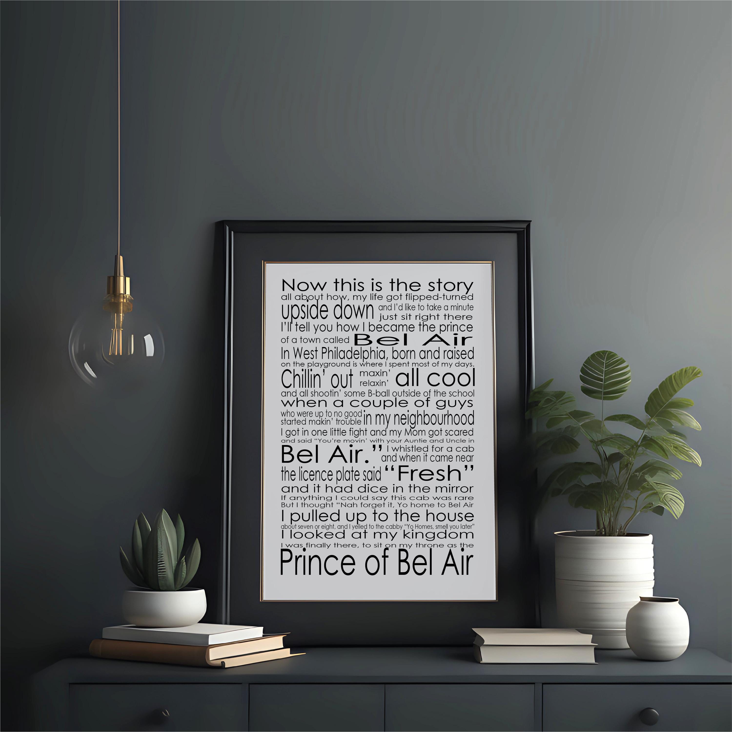 Fresh Prince of Bel Air Theme Tune Lyrics - Digital Download Print ...