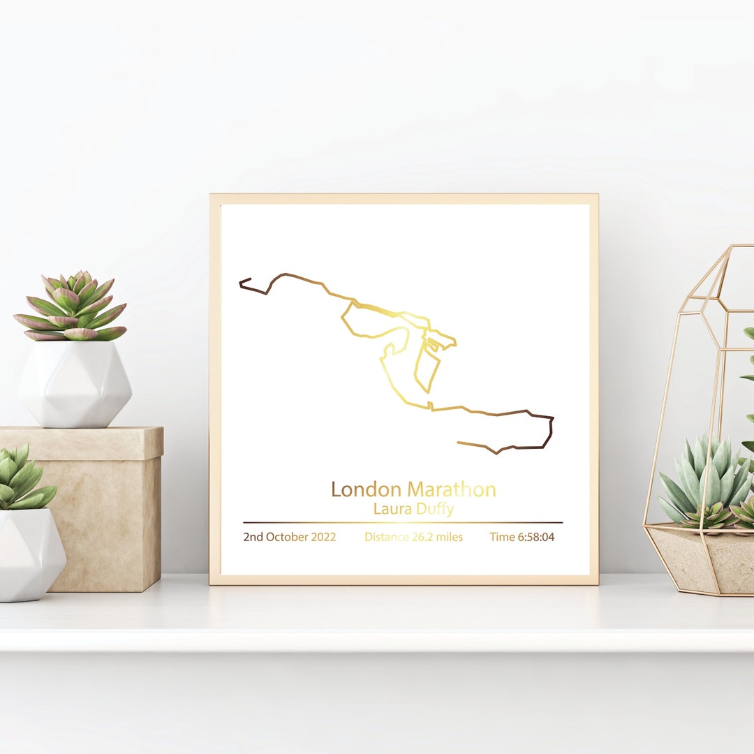 Personalised London Marathon Route Map Gold Framed Print - Etsy UK