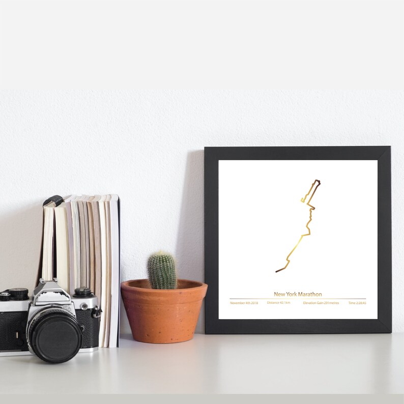 Personalised Race Marathon Route Map Gold Framed Print - Etsy