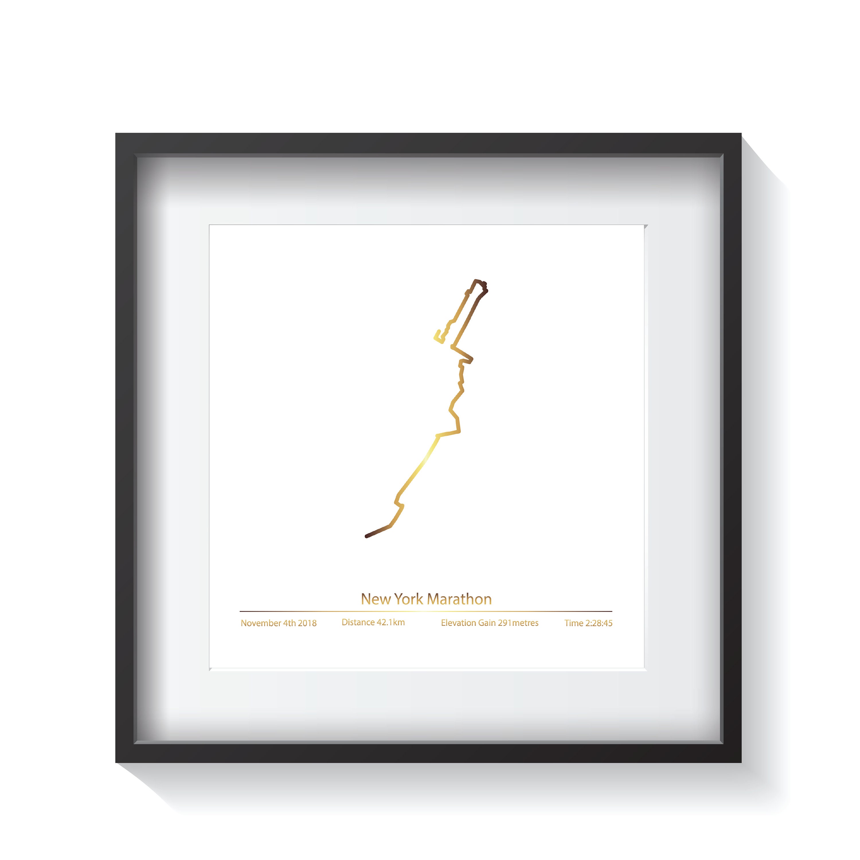Personalised Race Marathon Route Map Gold Framed Print - Etsy